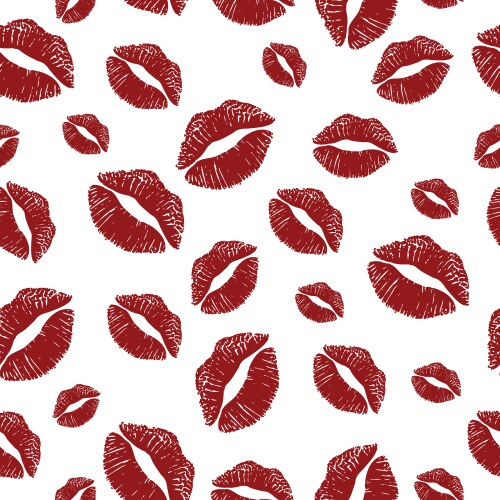 Lipstick kiss print isolated seamless pattern Vector Image