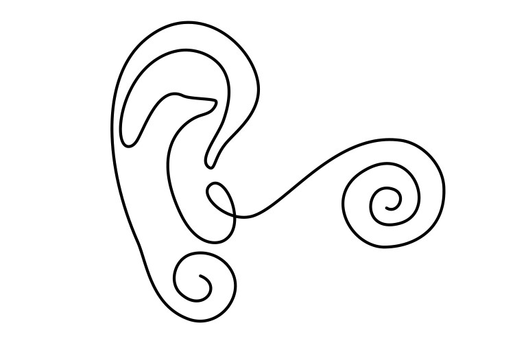 Human ear continuous one line drawing Royalty Free Vector