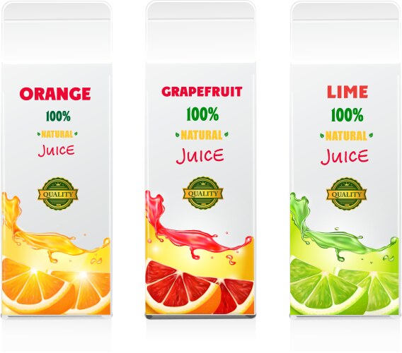 Juice package set carton box Royalty Free Vector Image