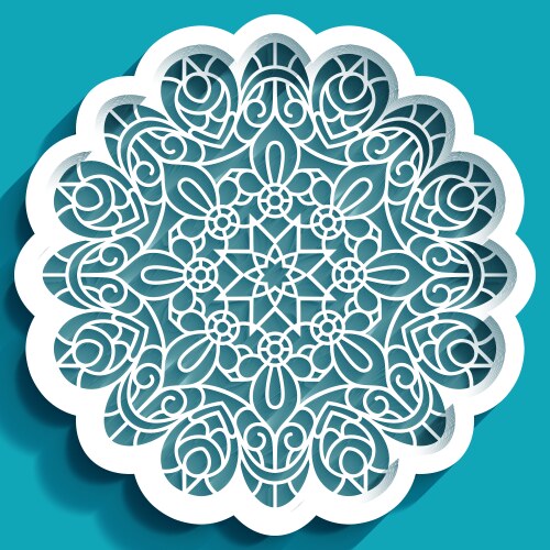 Round lace doily cutout paper pattern Royalty Free Vector