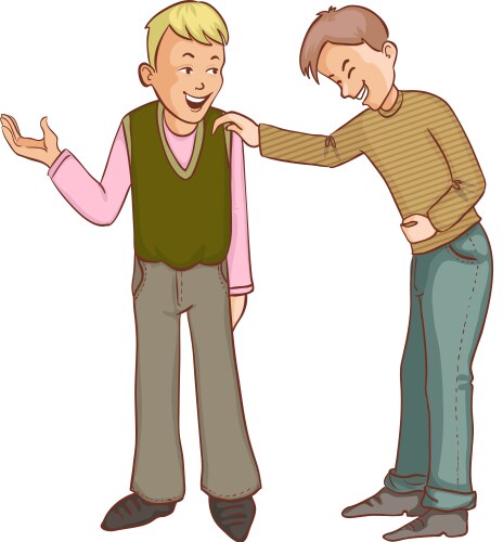 Two boy characters with happy face Royalty Free Vector Image