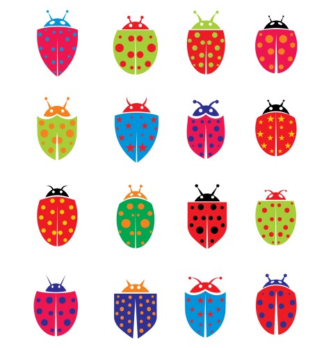 Stylized ladybugs theme set 1 Royalty Free Vector Image