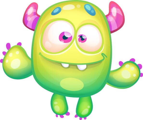 Cute green monster isolated on white background Vector Image