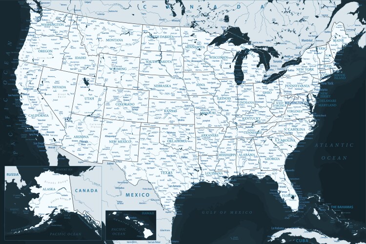 United states - highly detailed map Royalty Free Vector United states - highly detailed map Royalty Free Vector