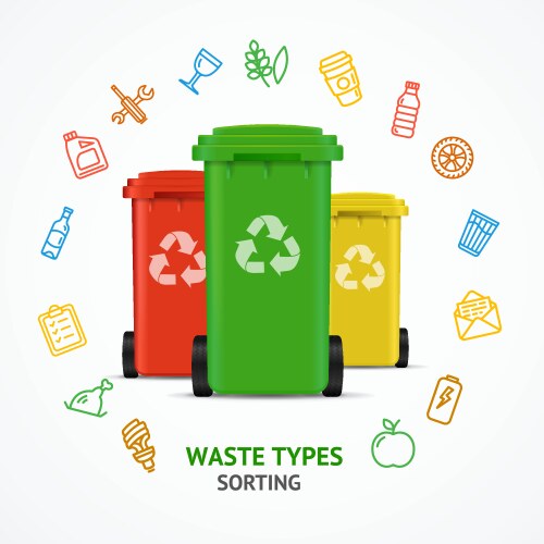 Colorful recycle trash bins set Royalty Free Vector Image Colorful recycle trash bins set Royalty Free Vector Image