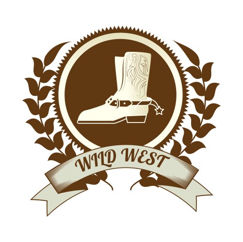 Wild west symbol of buffalo skull stras and text Vector Image