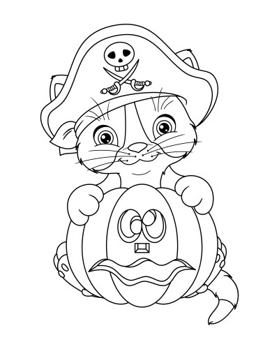 Cute halloween with pumpkin coloring page Vector Image