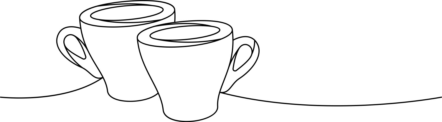 Coffee cups one line colored continuous drawing Vector Image