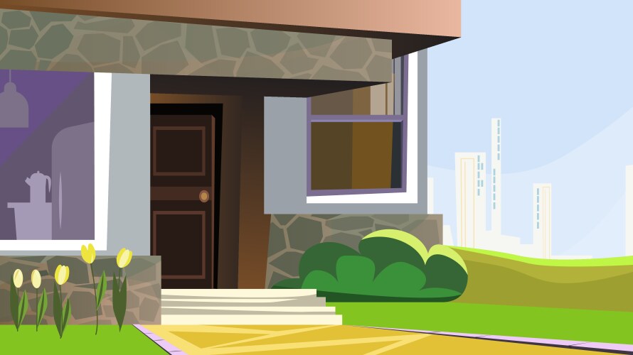 Comfortable country house veranda cartoon Vector Image
