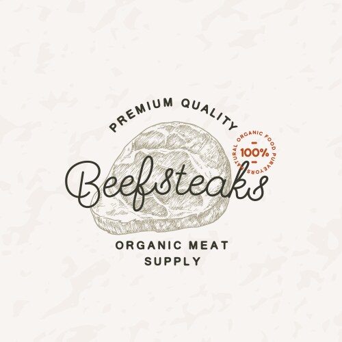 Steak vintage label logo template Royalty Free Vector Image