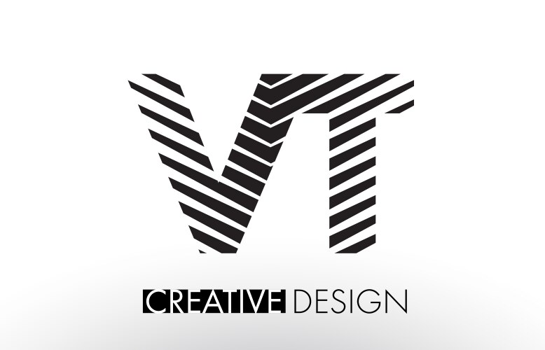 Vt v t logo design with black and white creative Vector Image