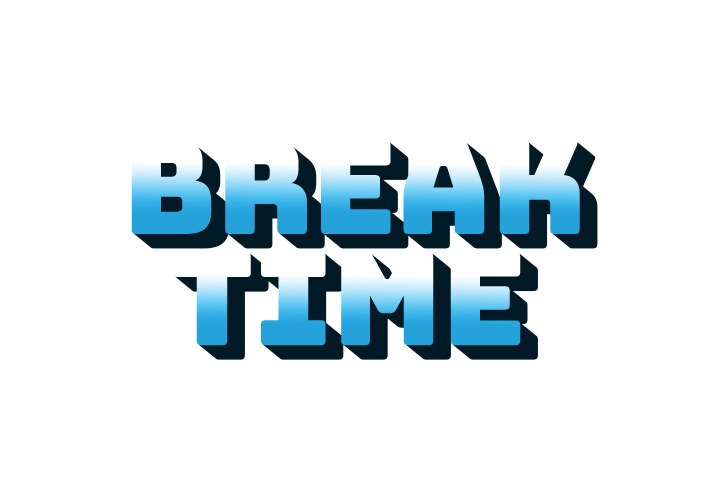 Break time text effect in 3d look with eye Vector Image