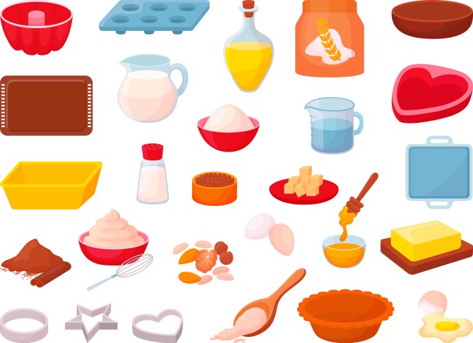 Baking ingredients set Royalty Free Vector Image