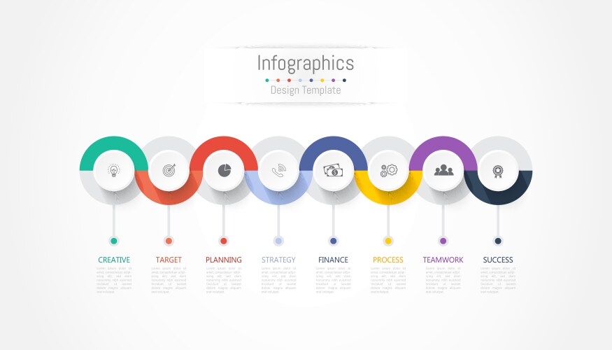 Infographic 8 options design elements Royalty Free Vector