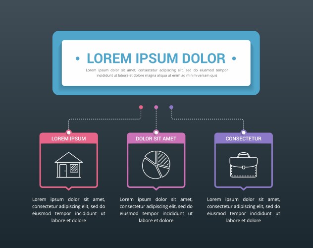 Dark neumorphic template with 3 rectangle elements