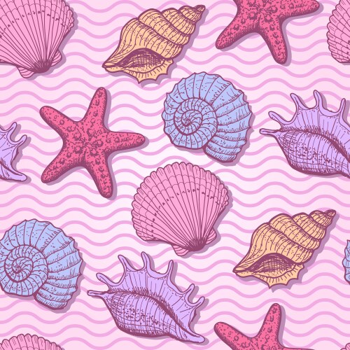 Sea hand drawn seamless pattern Royalty Free Vector Image