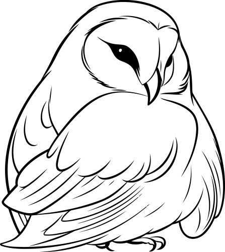 Owl with wings and stars in black white Royalty Free Vector