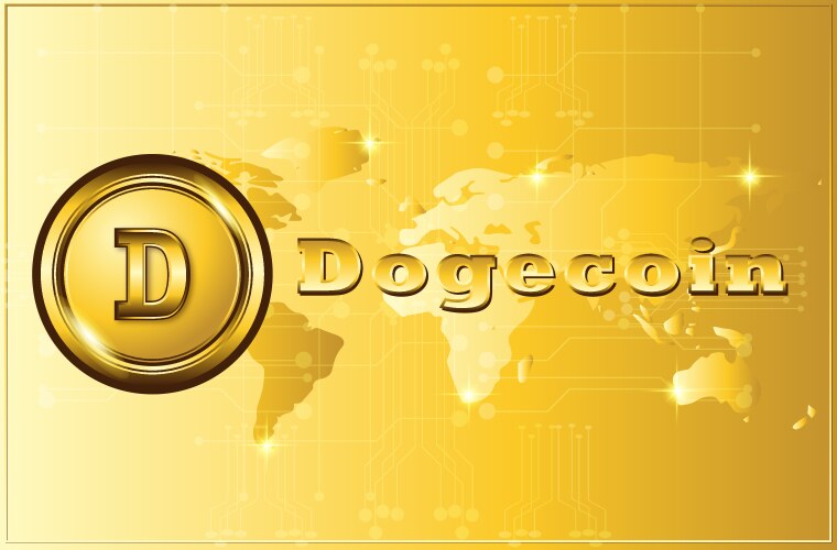 Dogecoin on stage with golden frame Royalty Free Vector