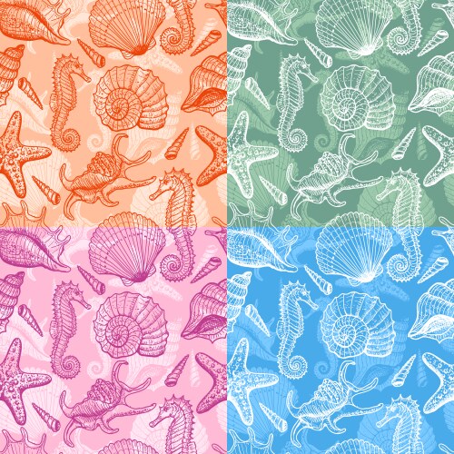 Sea hand drawn seamless pattern Royalty Free Vector Image