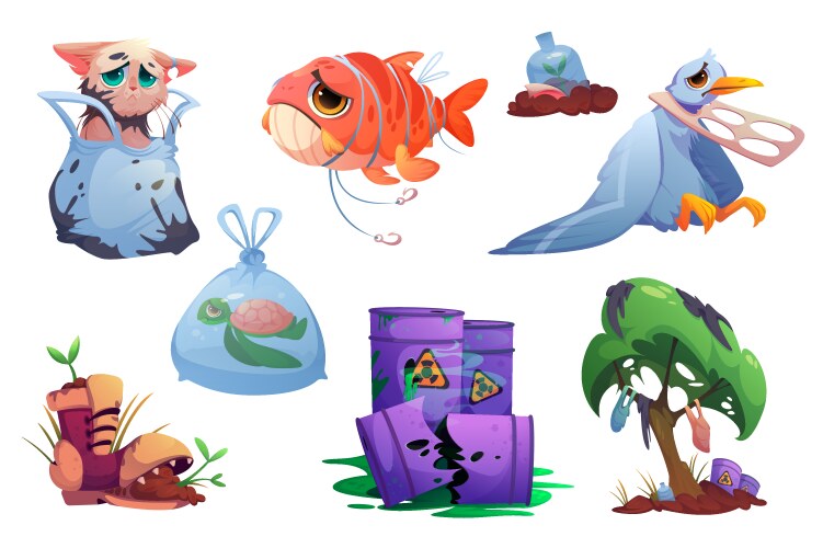 Marine pollution with water Royalty Free Vector Image