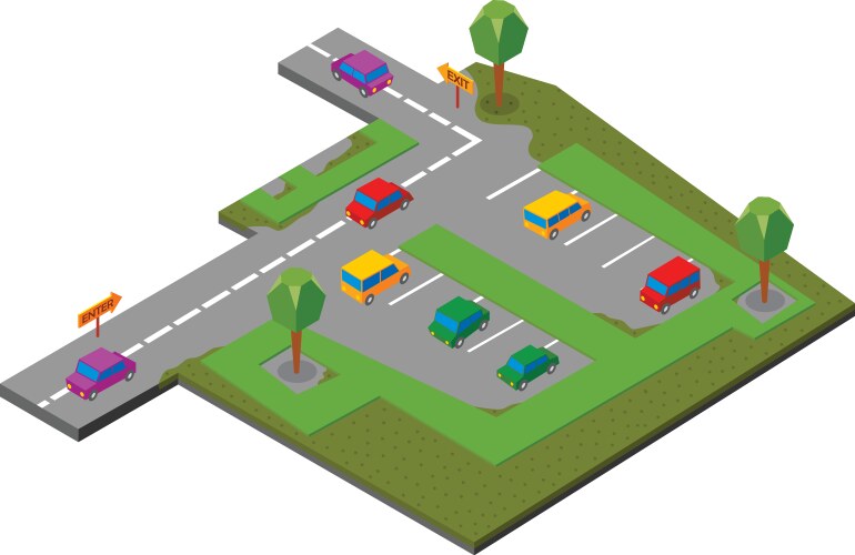 Transport parking isometric composition Royalty Free Vector