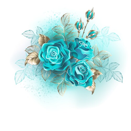 Silk bow with a turquoise rose Royalty Free Vector Image