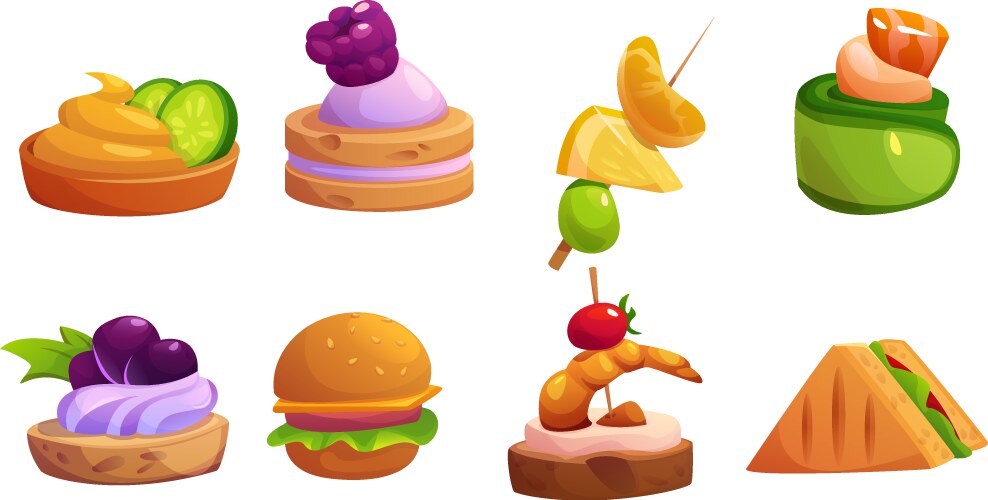 Appetizer food various snacks buffet products Vector Image