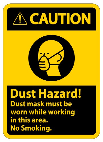 Caution no smoking sign dust hazard mask Vector Image
