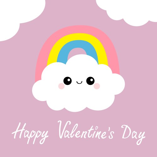 Kawaii cute rainbow and clouds weather Royalty Free Vector