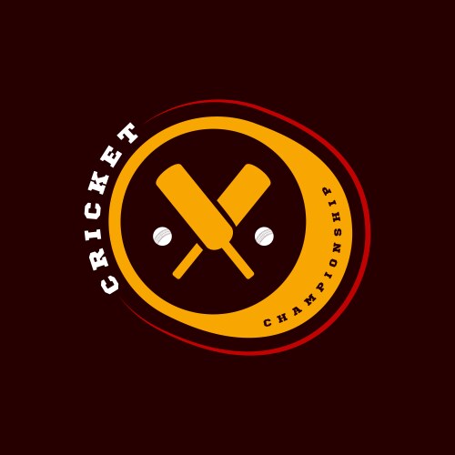 Cricket logo with cross bat ball and field modern Vector Image