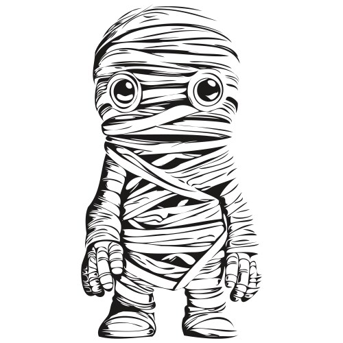 Detailed mummy in black and white for halloween Vector Image