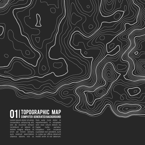 Mountain range detailed topographic contour map Vector Image