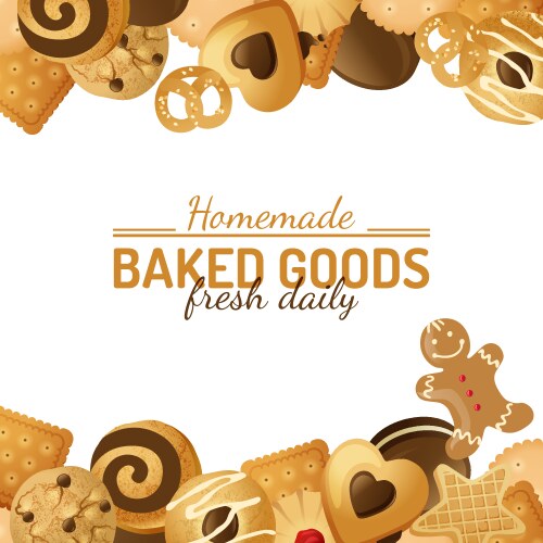 Bright background with cookies Royalty Free Vector Image