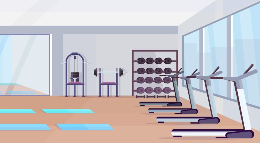Modern fitness club gym cartoon interior Vector Image
