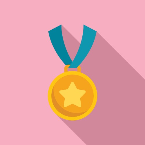 Gold medal icon flat customer service Royalty Free Vector
