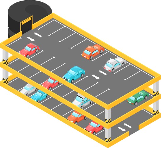 Transport parking isometric composition Royalty Free Vector