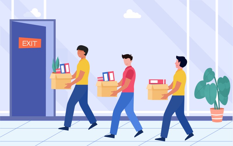 Leaves the office job loss due to economic crisis Vector Image