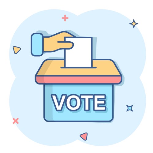Vote icon in comic style ballot box cartoon Vector Image