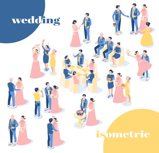 Wedding isometric flowchart Royalty Free Vector Image