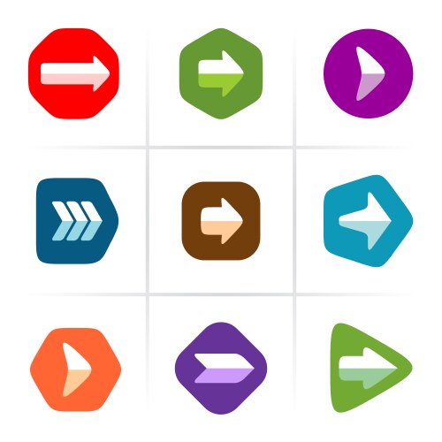 Flat arrow icons with shadows Royalty Free Vector Image