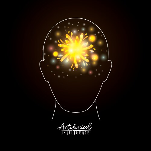 Artificial intelligence poster with human head Vector Image