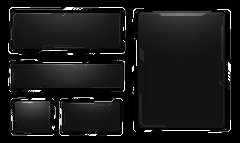 Hud frames black user interface elements design Vector Image