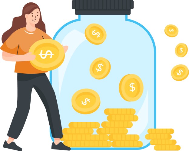 Cartoon savings value growth money profit Vector Image