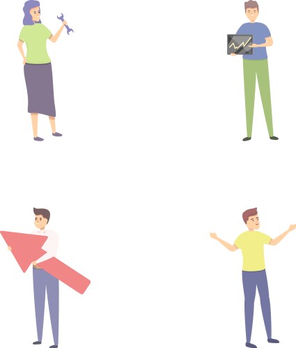 Self defense icons set cartoon character Vector Image