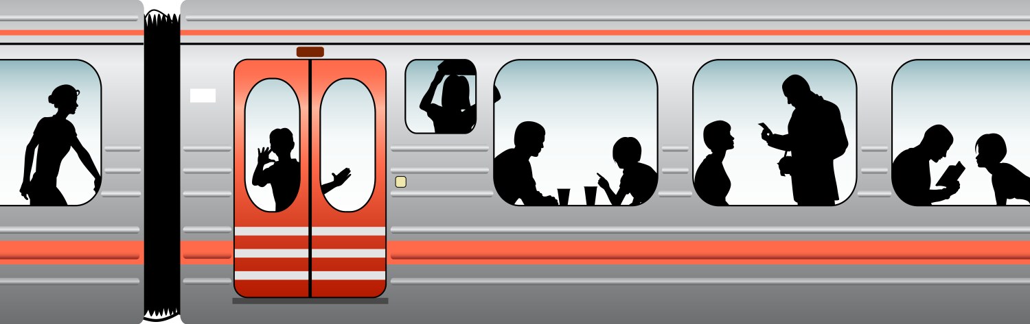 Man running in subway platform to crowded train Vector Image
