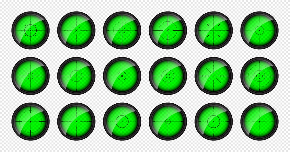 Various weapon night sights sniper rifle optical Vector Image