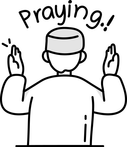 Basic rgba hand drawn icon of a greeting muslim bo