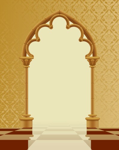 Gothic arch with moon phases hand drawn Royalty Free Vector