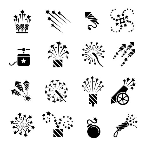 Firework icons set 2 Royalty Free Vector Image