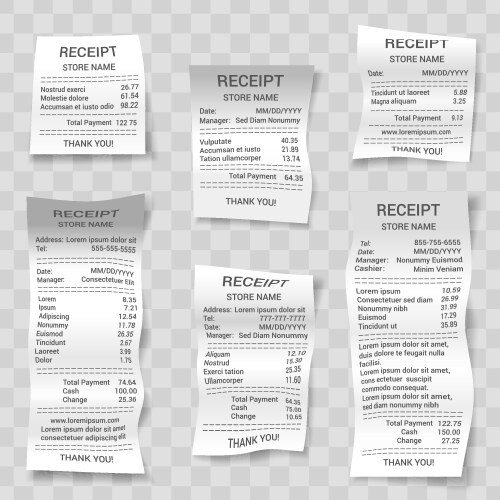Realistic paper shop receipt with barcode Vector Image